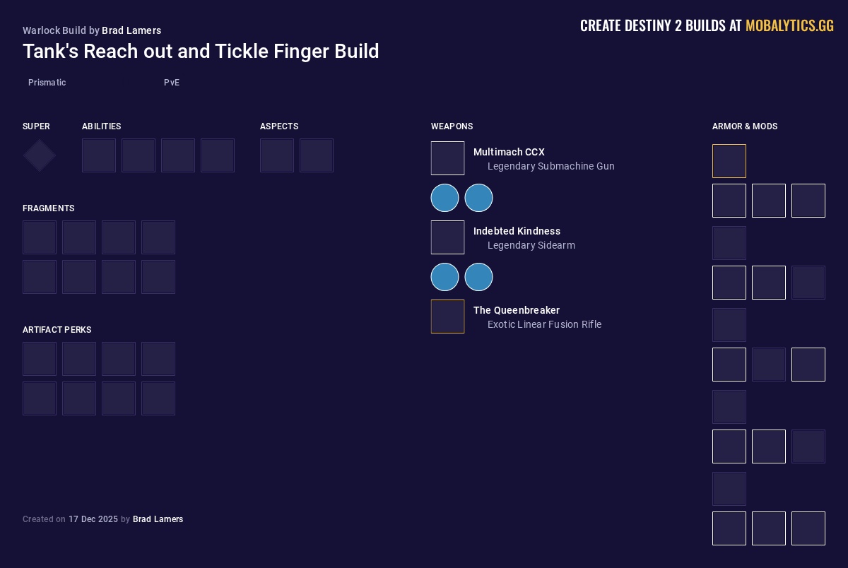 Tank's Reach out and Tickle Finger Build - Destiny 2 Prismatic Warlock ...