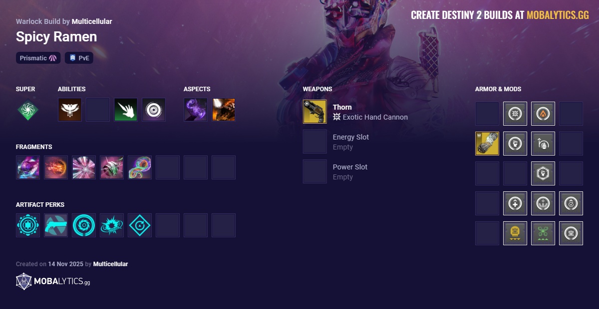 Spicy Ramen - Destiny 2 Prismatic Warlock Build by Multicellular