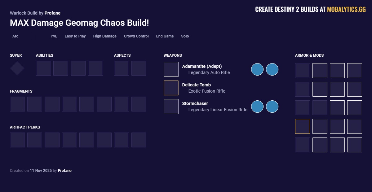 MAX Damage Geomag Chaos Build! - Destiny 2 Warlock Build for PvE - Mobalytics