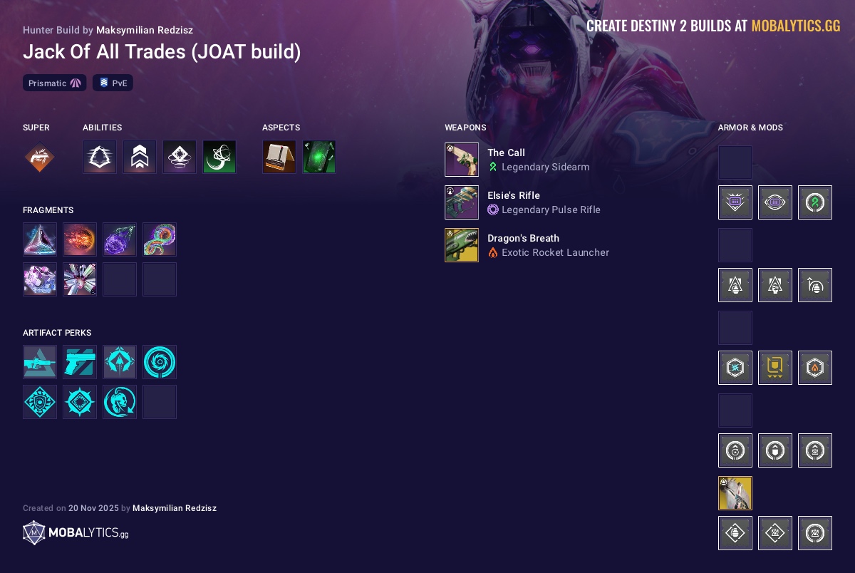 Jack Of All Trades (JOAT build) - Destiny 2 Prismatic Hunter Build by ...