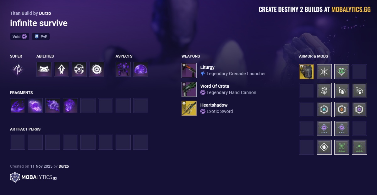 infinite survive - Destiny 2 Void Titan Build by Durzo