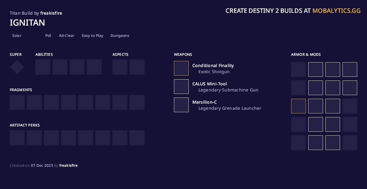 IGNITAN - Destiny 2 Titan Build for PvE - Mobalytics