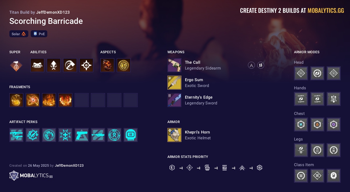 Scorching Barricade - Destiny 2 Solar Titan Build by JeffDemonXD123