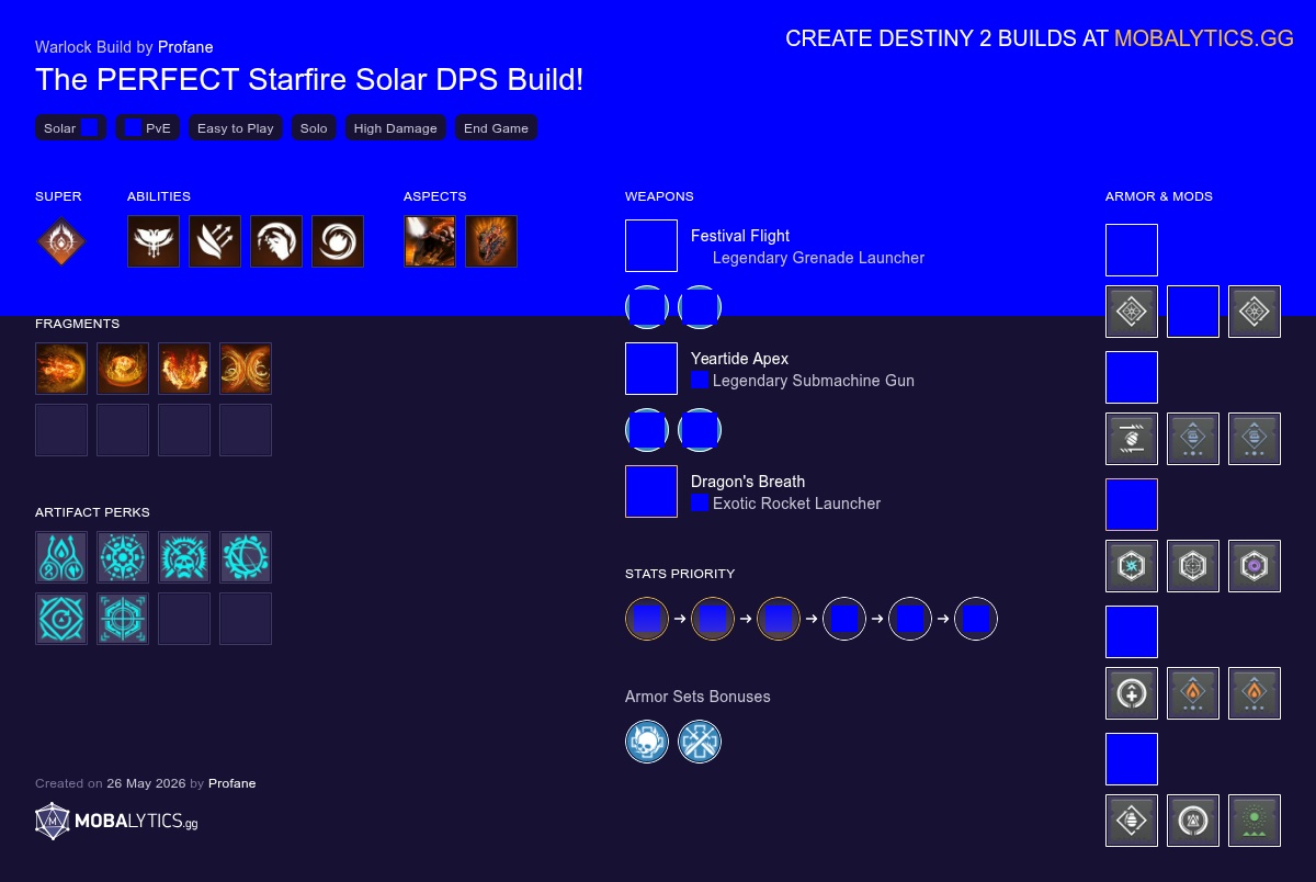 The PERFECT Starfire Solar DPS Build! - Destiny 2 Warlock Build for PvE ...