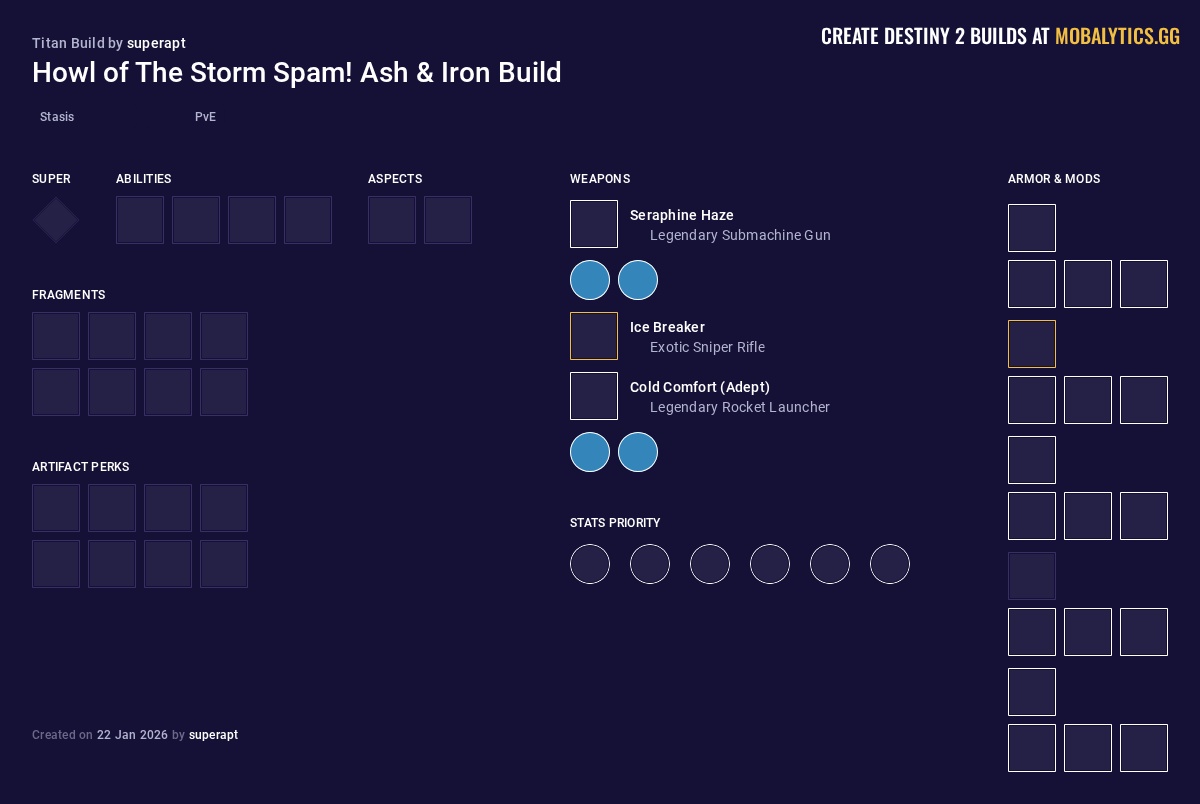 Howl of The Storm Spam! Ash & Iron Build - Destiny 2 Stasis Titan Build ...
