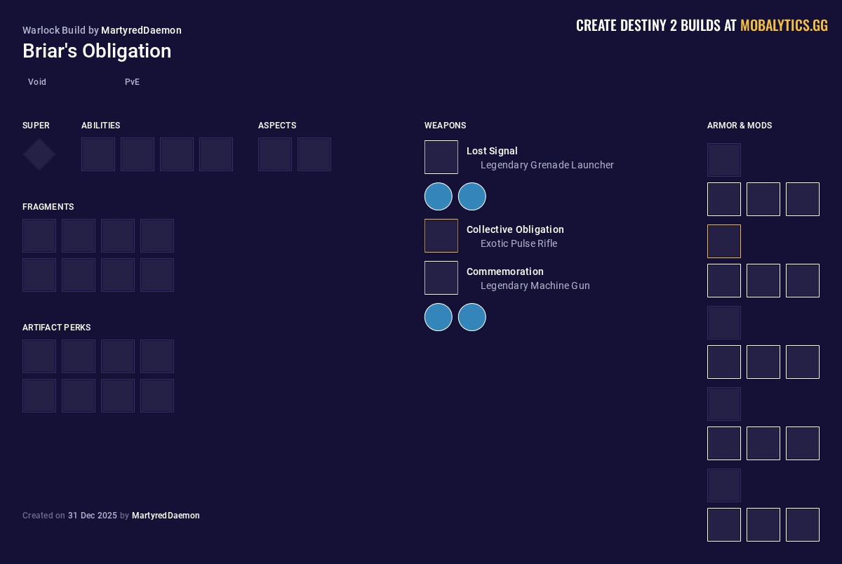 Briar's Obligation - Destiny 2 Void Warlock Build by MartyredDaemon