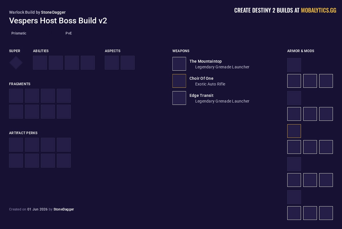 Vespers Host Boss Build v2 - Destiny 2 Prismatic Warlock Build by ...
