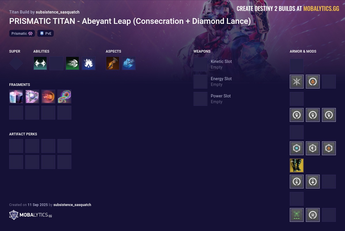 PRISMATIC TITAN - Abeyant Leap (Consecration + Diamond Lance) - Destiny ...