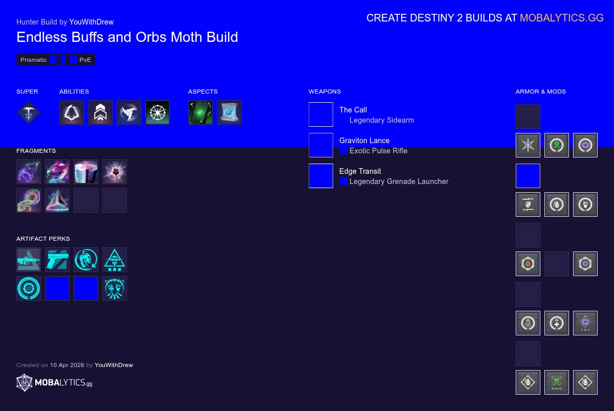 Endless Buffs and Orbs Moth Build - Destiny 2 Prismatic Hunter Build by ...