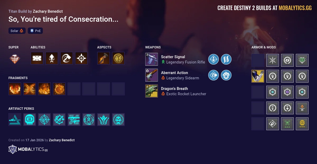 So, You're tired of Consecration... - Destiny 2 Solar Titan Build by ...