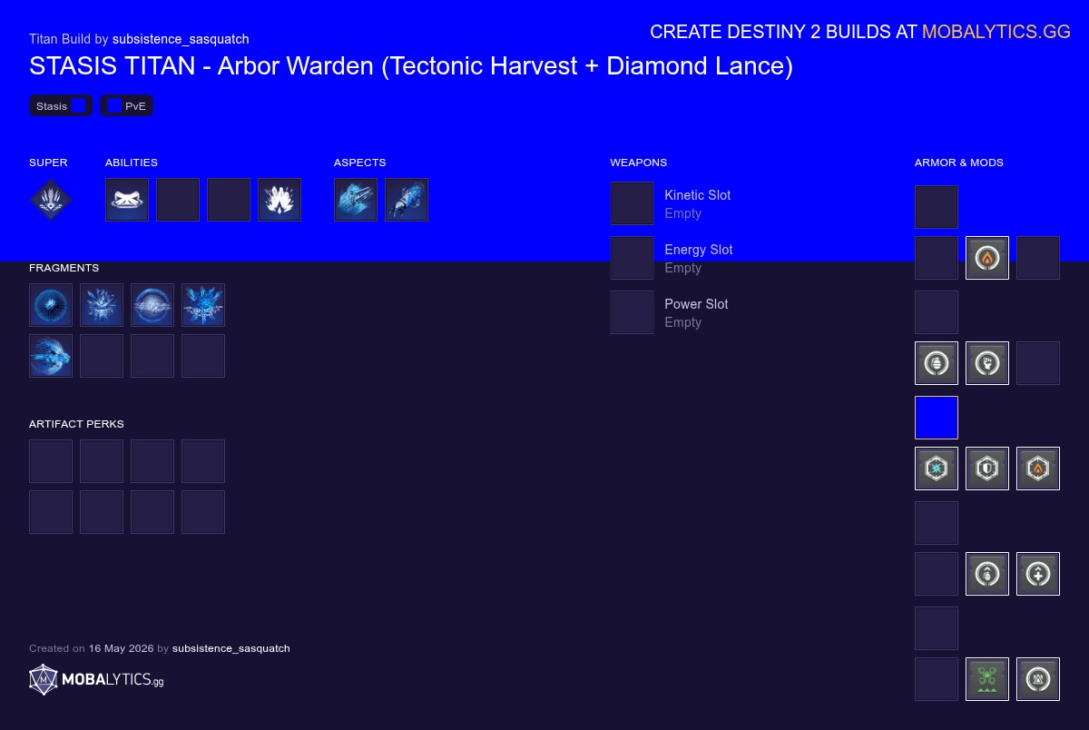 STASIS TITAN - Arbor Warden (Tectonic Harvest + Diamond Lance ...