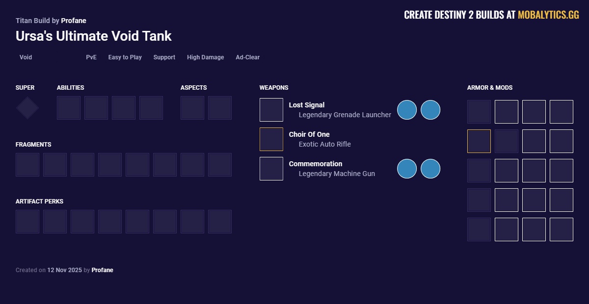Ursa's Ultimate Void Tank - Destiny 2 Titan Build for PvE - Mobalytics