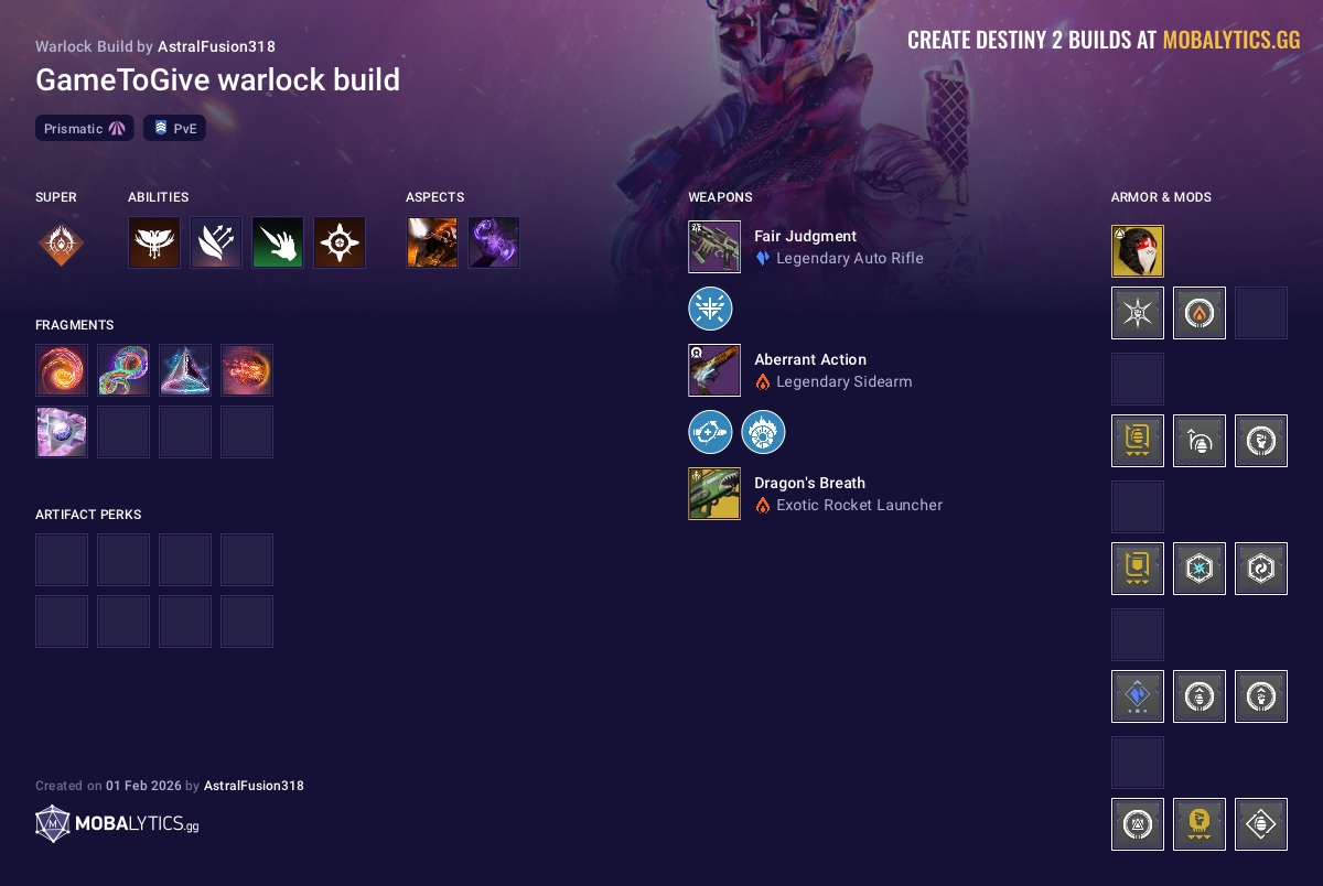 GameToGive warlock build - Destiny 2 Prismatic Warlock Build by ...