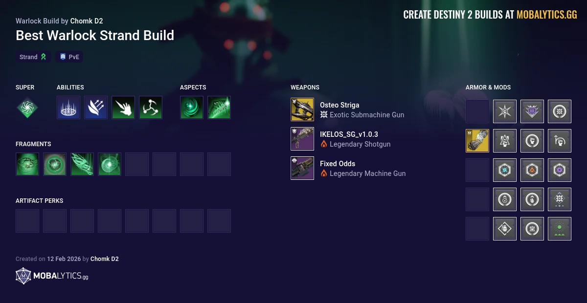 Best Warlock Strand Build - Destiny 2 Strand Warlock Build by Chomk D2