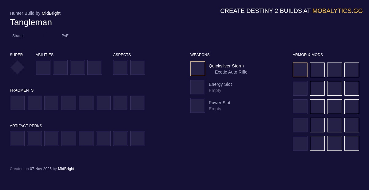 Tangleman - Destiny 2 Strand Hunter Build by MidBright