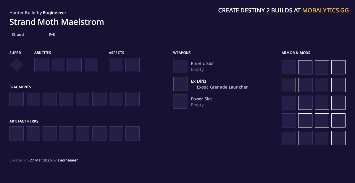 Strand Moth Maelstrom - Destiny 2 Strand Hunter Build by Engineeeer