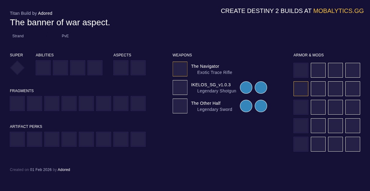 The banner of war aspect. - Destiny 2 Strand Titan Build by Adored