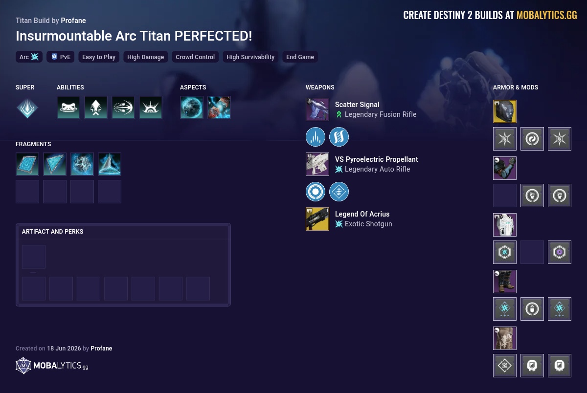 Insurmountable Arc Titan PERFECTED! - Destiny 2 Titan Build for PvE ...