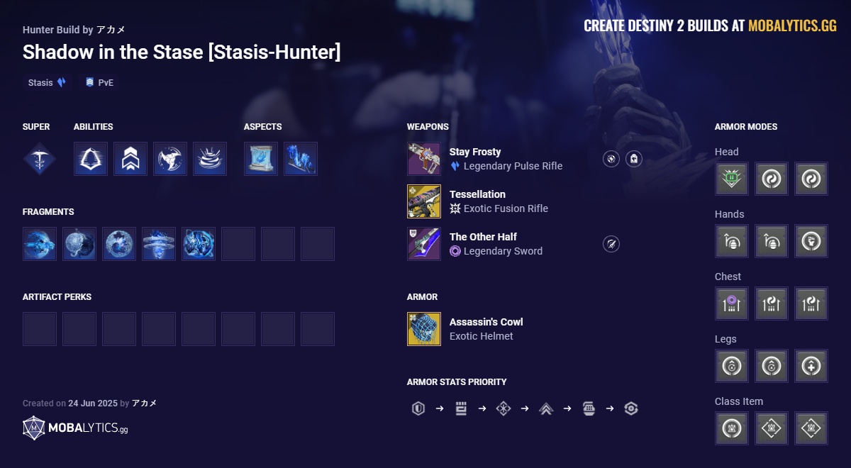 Shadow in the Stase [Stasis-Hunter] - Destiny 2 Stasis Hunter Build by アカメ