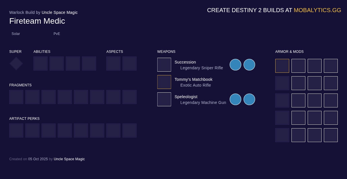 Fireteam Medic - Destiny 2 Solar Warlock Build by Uncle Space Magic