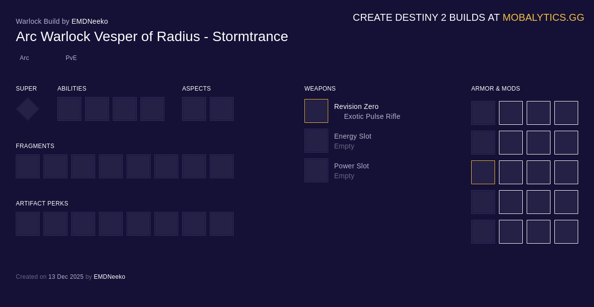 Arc Warlock Vesper of Radius - Stormtrance - Destiny 2 Arc Warlock ...