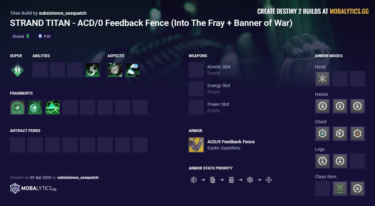 STRAND TITAN - ACD/0 Feedback Fence (Into The Fray + Banner of War ...