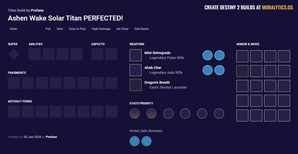 Ashen Wake Solar Titan PERFECTED! - Destiny 2 Titan Build for PvE ...