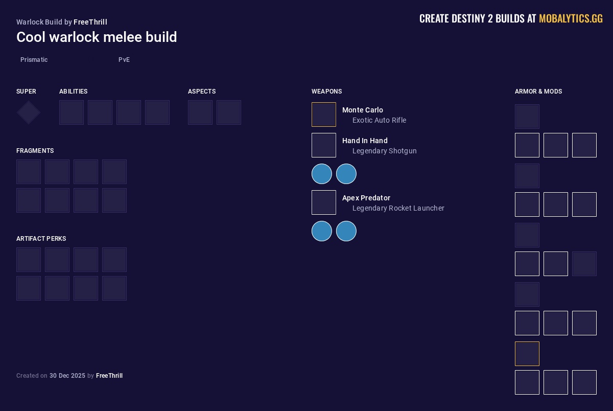 Cool warlock melee build - Destiny 2 Prismatic Warlock Build by FreeThrill
