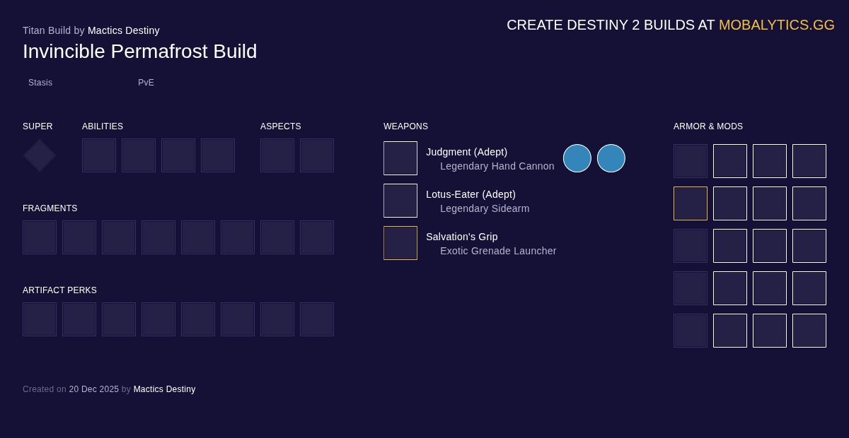 Invincible Permafrost Build - Destiny 2 Stasis Titan Build by Mactics ...