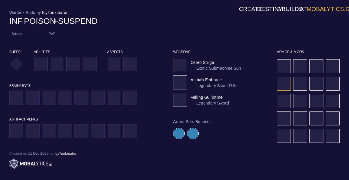 INF POISON+SUSPEND - Destiny 2 Strand Warlock Build by IcyTookinator