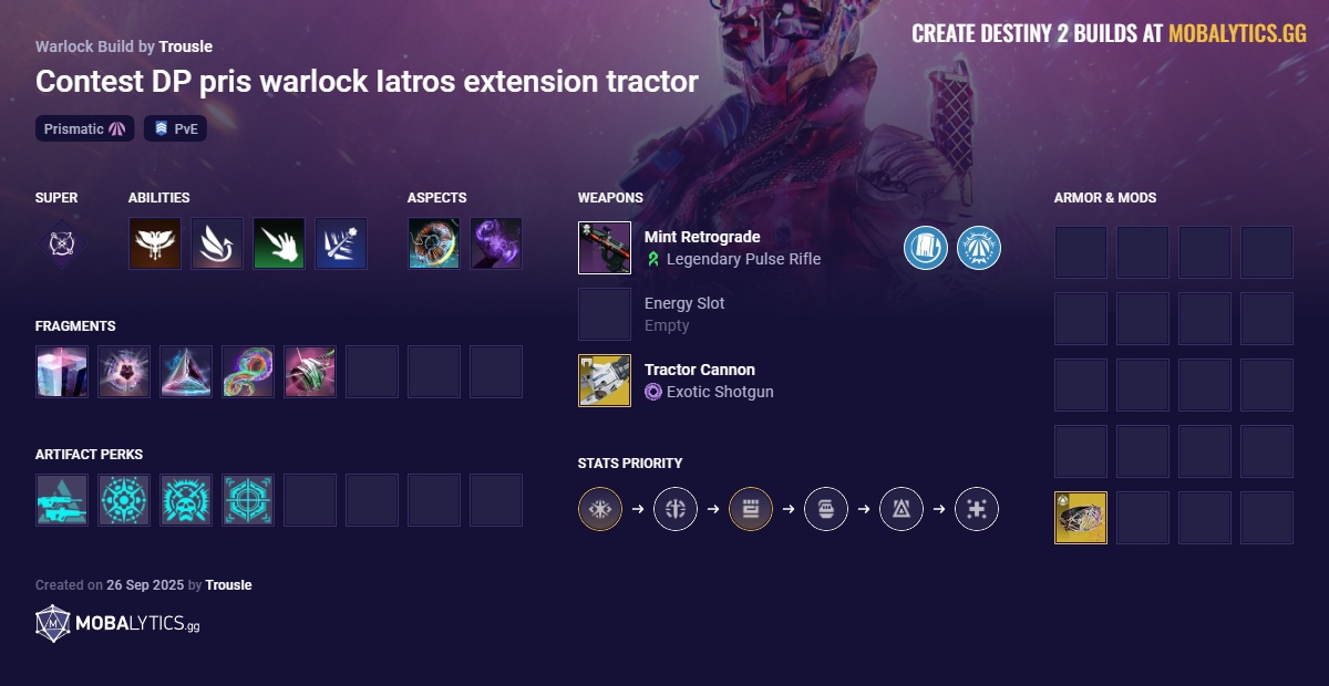 Contest DP pris warlock Iatros extension tractor - Destiny 2 Prismatic ...