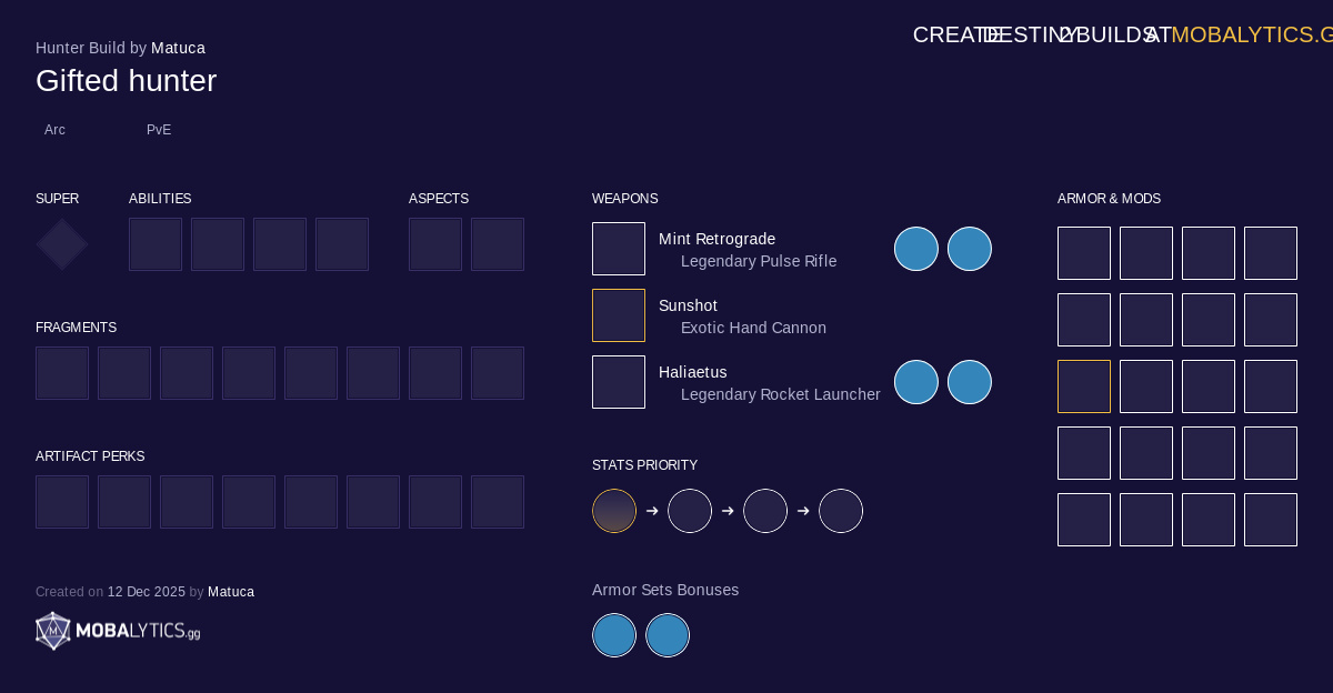 Gifted hunter - Destiny 2 Arc Hunter Build by Matuca