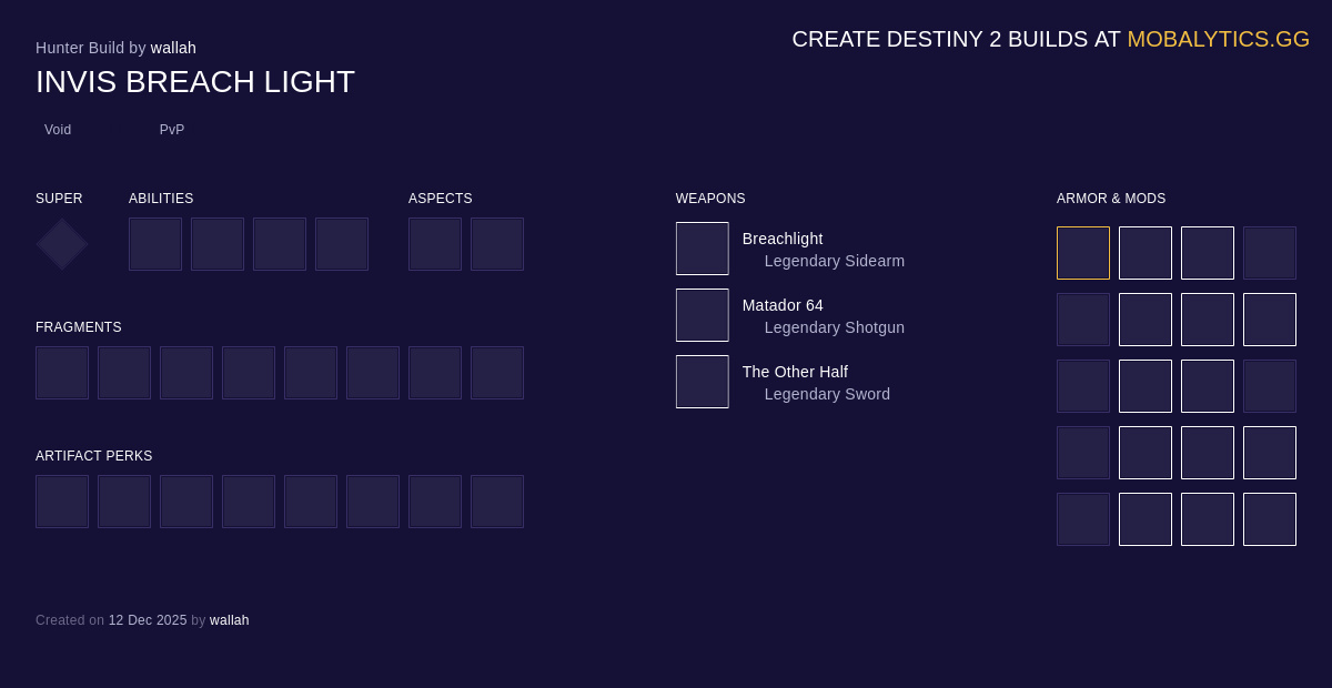 INVIS BREACH LIGHT - Destiny 2 Void Hunter Build by wallah