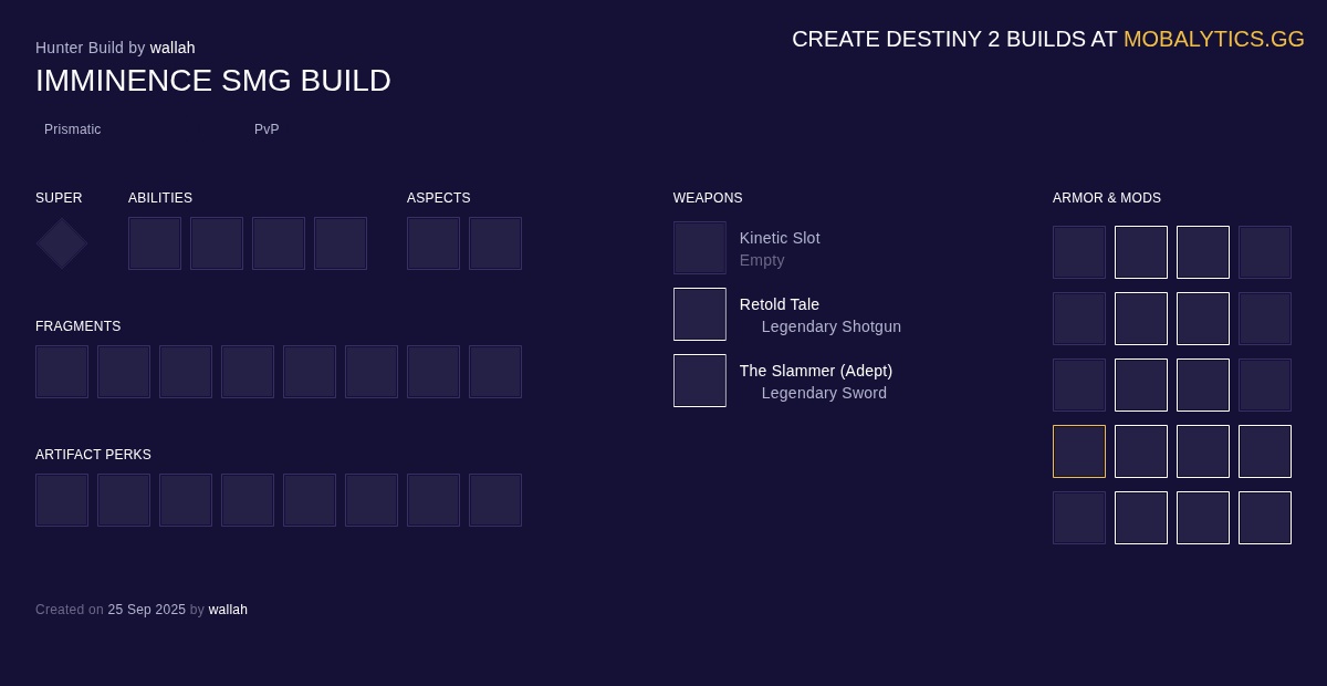 IMMINENCE SMG BUILD - Destiny 2 Prismatic Hunter Build by wallah