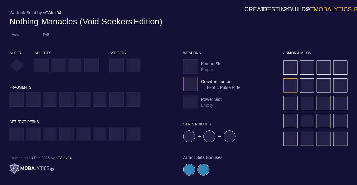 Nothing Manacles (Void Seekers Edition) - Destiny 2 Void Warlock Build ...