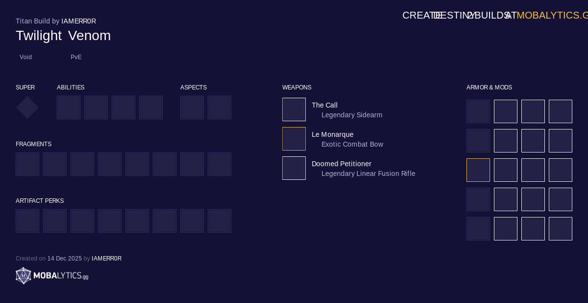 Twilight Venom - Destiny 2 Void Titan Build by IAMERR0R