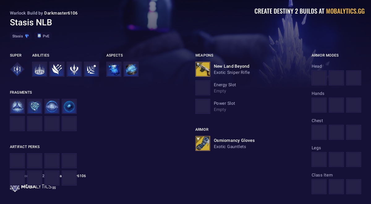 Stasis NLB - Destiny 2 Stasis Warlock Build by Darkmaster6106