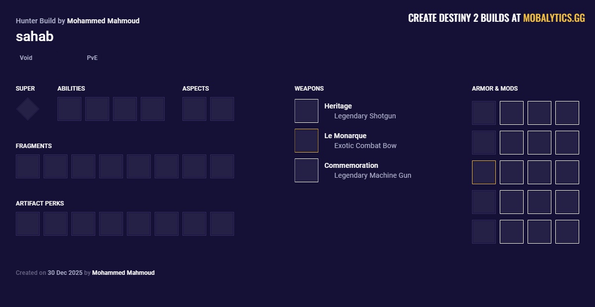 sahab - Destiny 2 Void Hunter Build by Mohammed Mahmoud