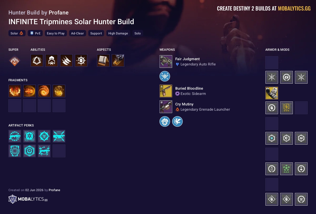 INFINITE Tripmines Solar Hunter Build - Destiny 2 Hunter Build for PvE ...