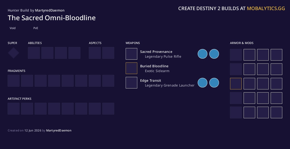 The Sacred Omni-Bloodline - Destiny 2 Void Hunter Build by MartyredDaemon
