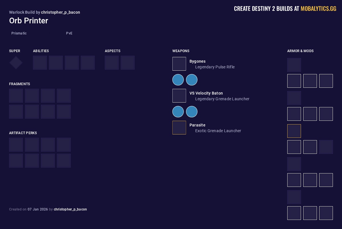 Orb Printer - Destiny 2 Prismatic Warlock Build by christopher_p_bacon