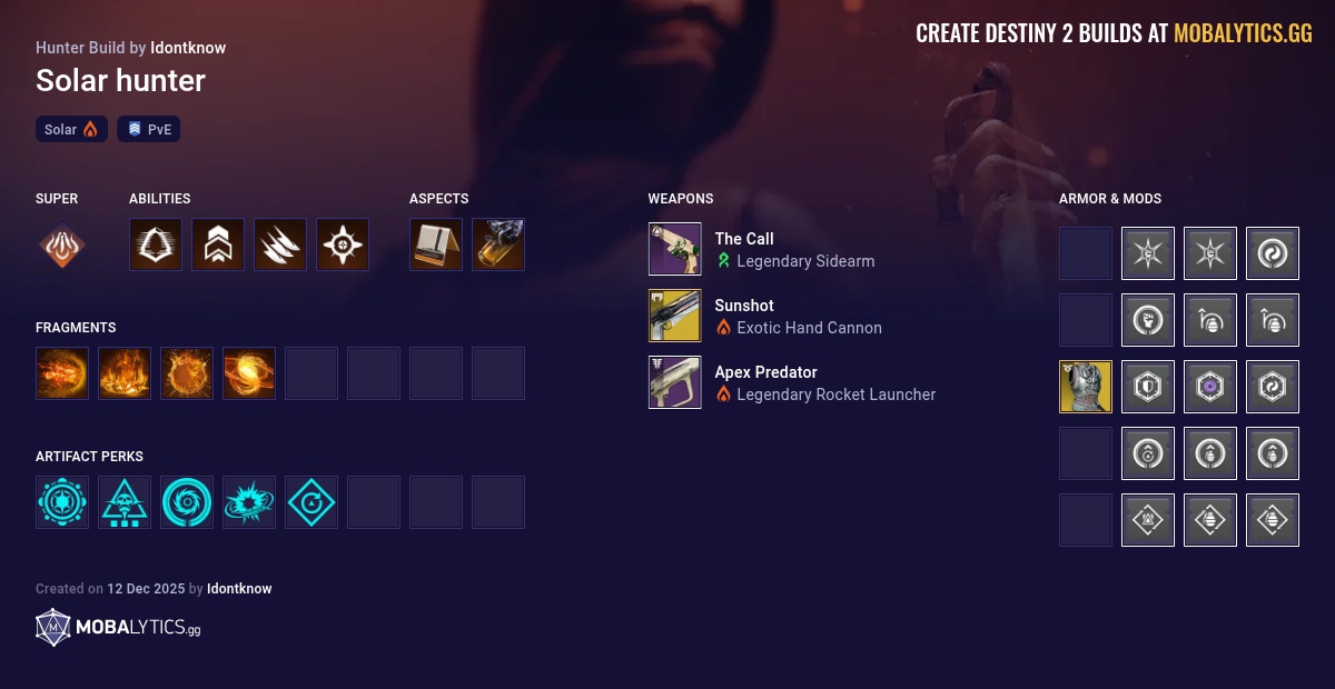 Solar hunter - Destiny 2 Solar Hunter Build by Idontknow