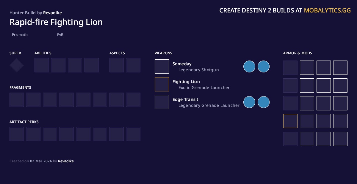 Rapid-fire Fighting Lion - Destiny 2 Prismatic Hunter Build by Revadike