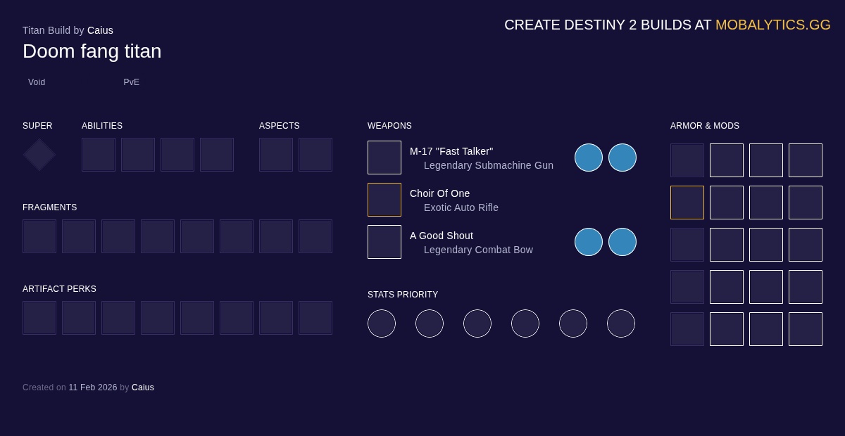 Doom fang titan - Destiny 2 Void Titan Build by Caius