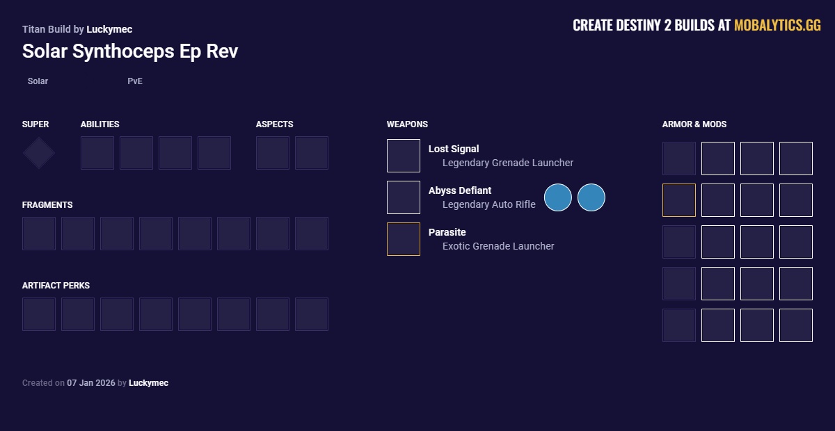 Solar Synthoceps Ep Rev - Destiny 2 Solar Titan Build by Luckymec