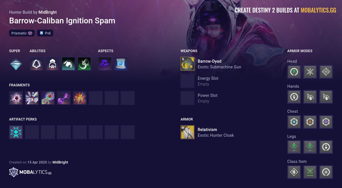 Barrow-Caliban Ignition Spam - Destiny 2 Prismatic Hunter Build by ...