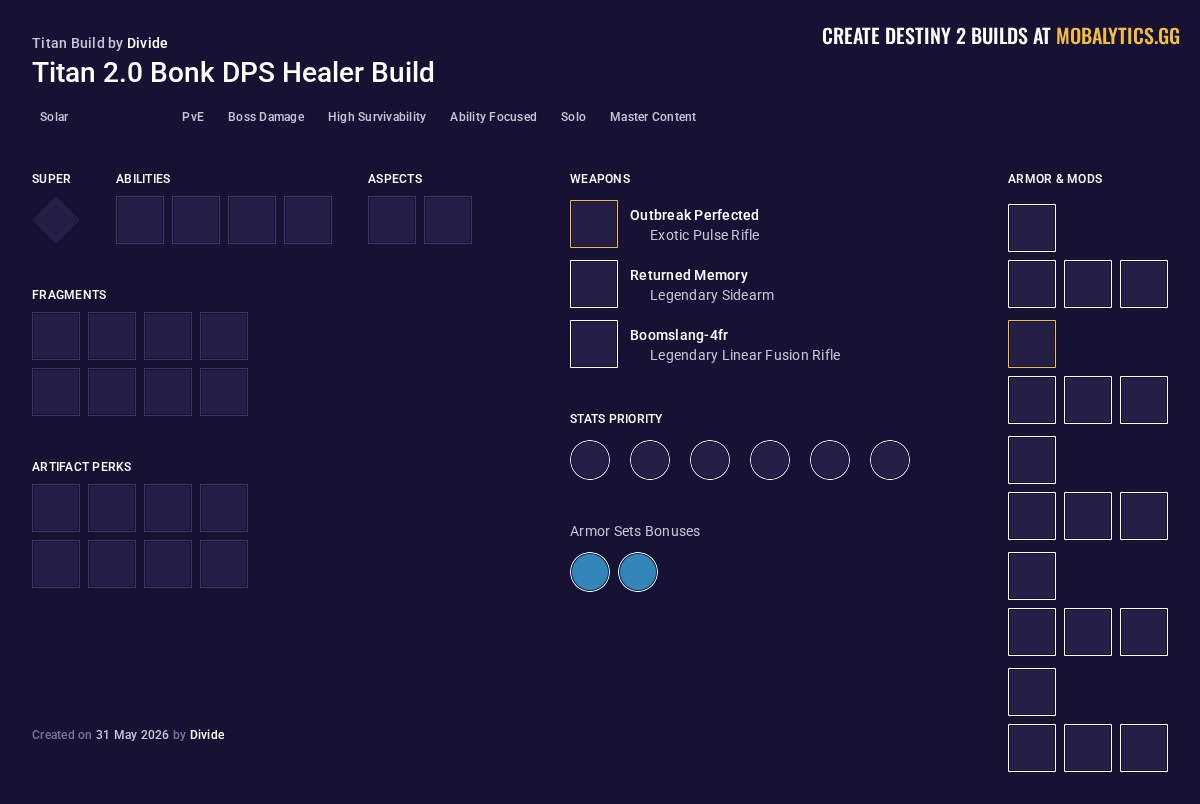 Titan 2.0 Bonk DPS Healer Build - Destiny 2 Titan Build for PvE ...