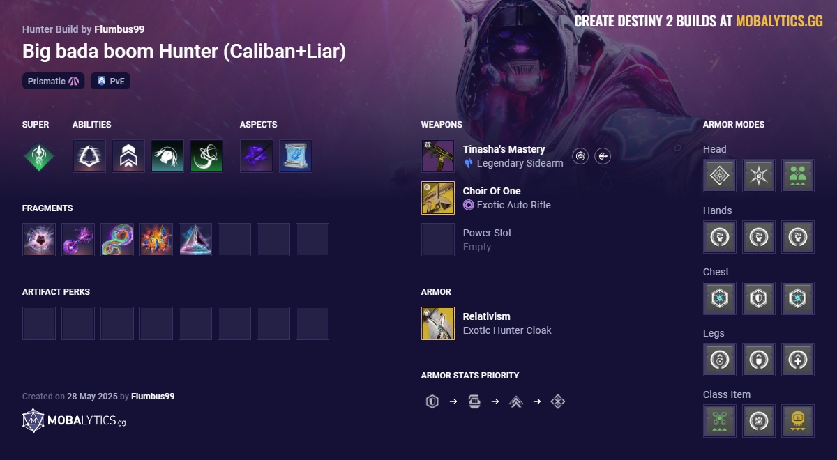 Big bada boom Hunter (Caliban+Liar) - Destiny 2 Prismatic Hunter Build ...