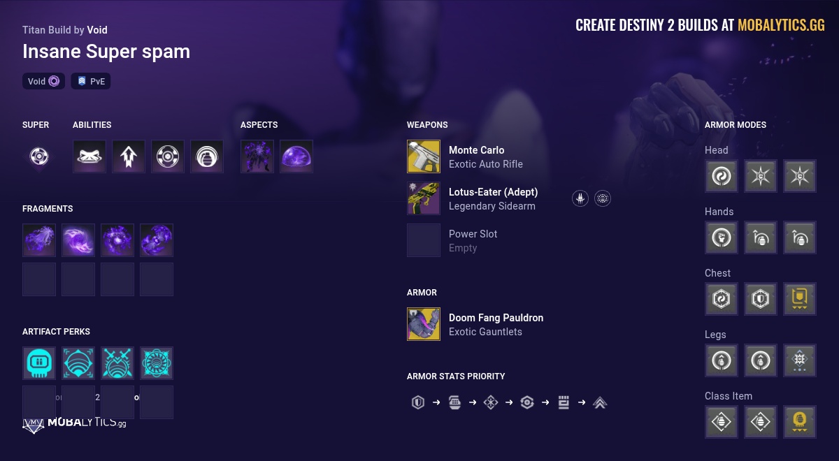 Insane Super spam - Destiny 2 Void Titan Build by Void