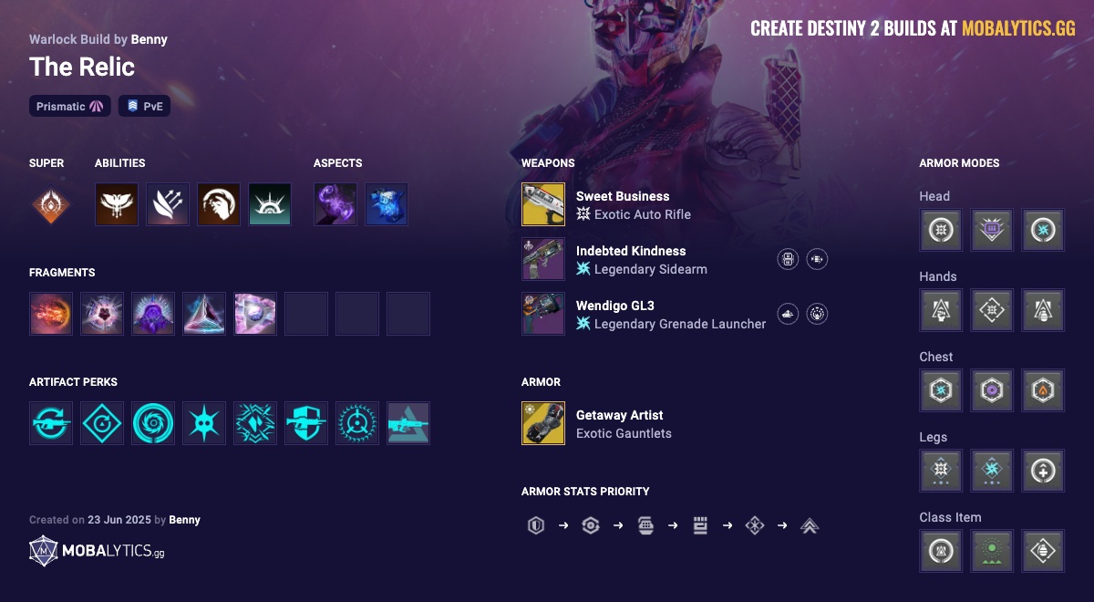 The Relic - Destiny 2 Prismatic Warlock Build by Benny